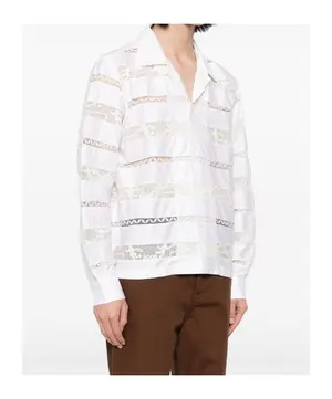 BODE Striped Lace Detail Shirt - Cream