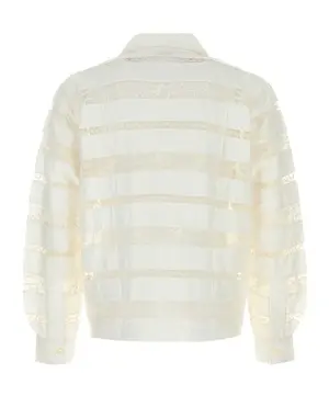 BODE Striped Lace Detail Shirt - Cream