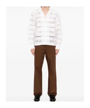 BODE Striped Lace Detail Shirt - Cream