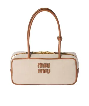 Miu Miu Beau Zipped Tote Bag - Beige/brandy