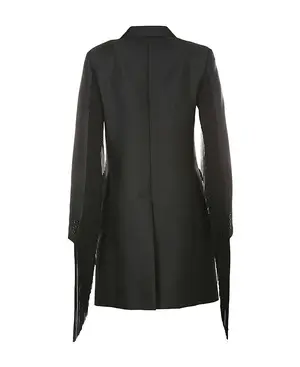 Comme Des Garçons Single Breasted Suit Coat With Tassel Sleeves