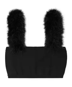 Magda Butrym Short Feather-trimmed Knit Top
