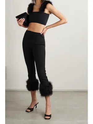 Magda Butrym Short Feather-trimmed Knit Top