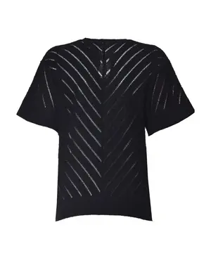 JIL SANDER Striped Tasseled Short-sleeved Top