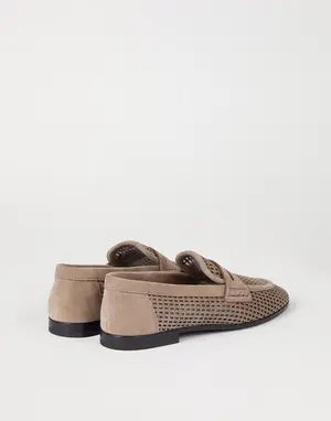 Brunello Cucinelli Net Detailed Slip-on Loafers - Light Brown