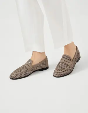 Brunello Cucinelli Net Detailed Slip-on Loafers - Light Brown