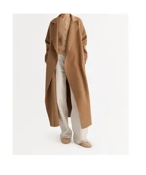 Soft Goat Double-breasted Patch-pocket Coat