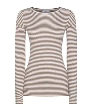 Brunello Cucinelli Sparkling Striped Lightweight Jumper - Beige