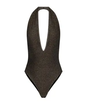 Palm Angels Open Back One Piece Swimsuit - Black