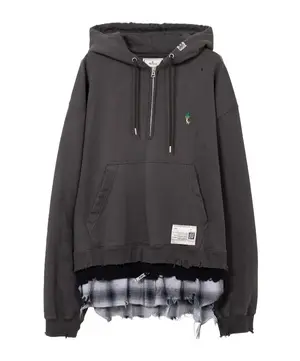 Mihara Yasuhiro Layered Drawstring Hoodie - Black