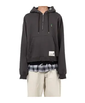 Mihara Yasuhiro Layered Drawstring Hoodie - Black