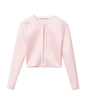 Alexander Wang Bonded Crew-neck Cropped Cardigan - Pink