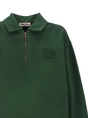 Miu Miu Long Sleeve Oversized Half-zip Polo Shirt