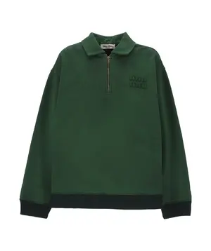 Miu Miu Miu Miu Long Sleeve Oversized Half-Zip Polo Shirt No