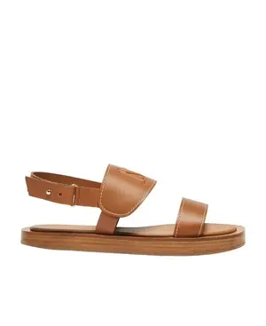 Max Mara Embossed Logo Leather Sandals