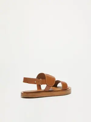 Max Mara Embossed Logo Leather Sandals