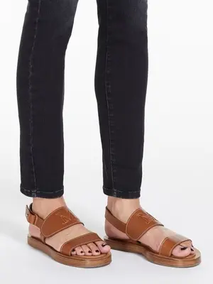 Max Mara Embossed Logo Leather Sandals