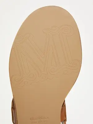 Max Mara Embossed Logo Leather Sandals
