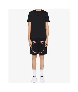 Givenchy Embroidered Unicorn Fleece Bermuda Shorts