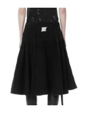 We11Done Pleated A-line Skirt With Tie Detail