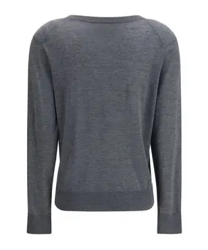 Loulou De Saison Julio Fine V-neck Knit Sweater - Gray