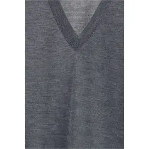 Loulou De Saison Julio Fine V-neck Knit Sweater - Gray
