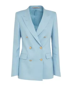 Tagliatore Long-sleeved Double-breasted Suit Jacket - Blue