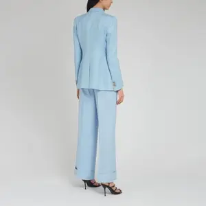 Tagliatore Long-sleeved Double-breasted Suit Jacket - Blue
