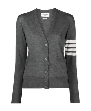 Thom Browne Thom Browne 4 Bar V-Neck Cardigan Medium Gray