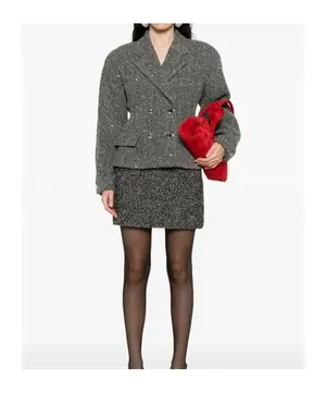 Alessandra Rich Sequin-embellished Herringbone Jacket