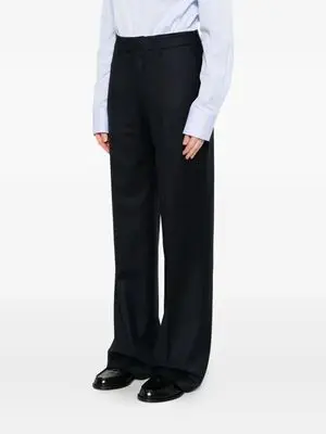 BERWICH Wool Wide-leg Trousers With Pleats - Navy