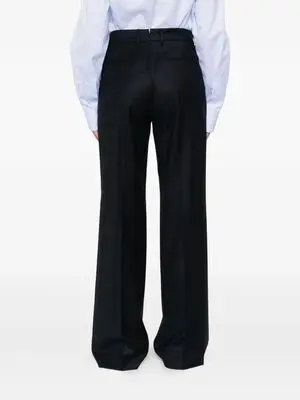 BERWICH Wool Wide-leg Trousers With Pleats - Navy