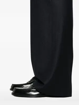 BERWICH Wool Wide-leg Trousers With Pleats - Navy