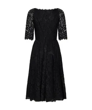 Dolce & Gabbana Boat Neck Midi Lace Dress