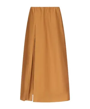 Loulou De Saison Carmen Midi Skirt With Side Slit - Brown