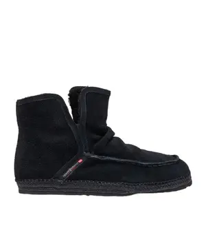 DIESEL® Leather Ankle Boots With Hairy Suede And Faux Fur Lining - Black