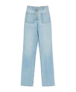 Valentino Garavani Valentino Button Detailed Straight Leg Jeans No