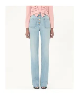 Valentino Garavani Button Detailed Straight Leg Jeans - No
