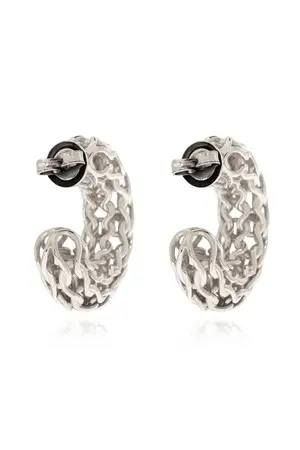 Bottega Veneta Silver Hollow-out Chain Hoop Earrings
