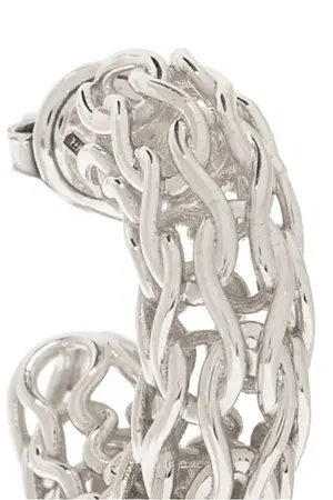 Bottega Veneta Silver Hollow-out Chain Hoop Earrings