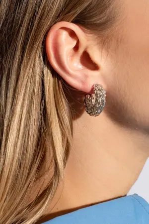 Bottega Veneta Silver Hollow-out Chain Hoop Earrings