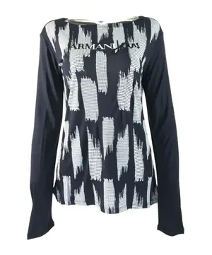 Emporio Armani Round Neck Long Sleeve Printed Pullover