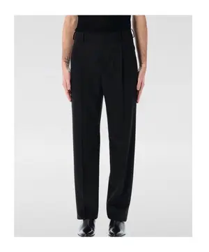 Saint Laurent Wool High-waisted Carrot Leg Pleated Pants With Ribbon Detail