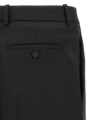 Saint Laurent Wool High-waisted Carrot Leg Pleated Pants With Ribbon Detail