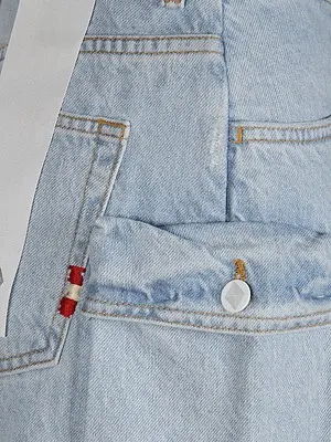 AMISH SUPPLIES Belt-loop High-waist Denim Shorts - Blue