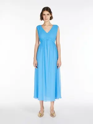 Max Mara Sleeveless V-neck Crepe Dress