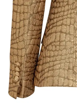 TOM FORD Snakeskin-effect Woven Blazer - Brown