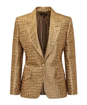 TOM FORD Snakeskin-effect Woven Blazer - Brown