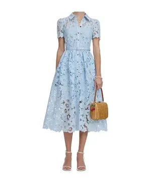 SELF-PORTRAIT Floral Lace Belted Dress