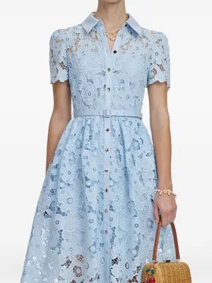 SELF-PORTRAIT Floral Lace Belted Dress